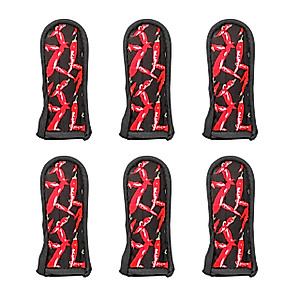 New Star Foodservice 1028744 Commercial-Grade Hot Skillet Handle Cover Holder, Hot Handle Holders/Mitts, Red Peppers Pan Cotton Handle Sleeve, Set of 6