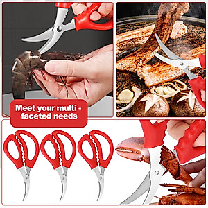 STRAYJO 8Pcs Seafood Scissors,Crab Scissors,Stainless Steel Lobster Scissors,Crawfish Scissors for Seafood Crab Fish Shrimp Lobster (Red)