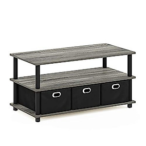 Furinno Turn-N-Tube Coffee Table, French Oak Grey/Black/Black
