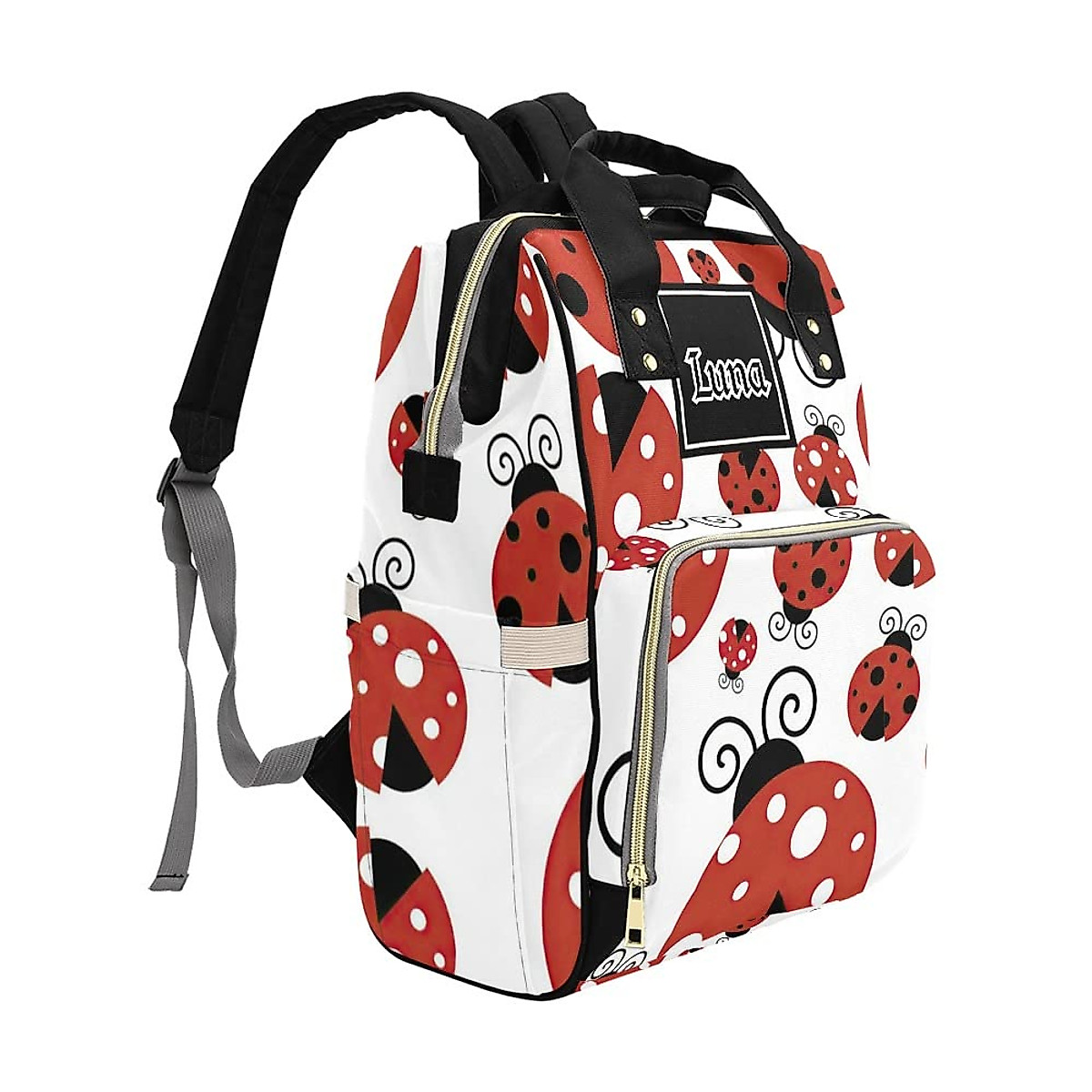 Personalized Ladybug Diaper Bag Backpack with Name Custom Mommy Nursing Baby Bags Nappy Bag Travel Daypack for Woman Gifts