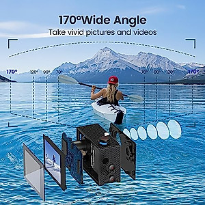 HLS Waterproof Action Camera 4K Stabilization with 3 Batteries 1350mAh for Video,4K WiFi Remote Underwater Cameras with Wide Angle Lens HD,Sports Action Video Cameras with Accessories Mount Kit