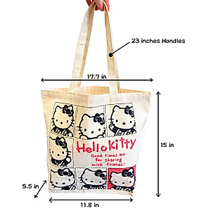 Friend Sanrio Hello Kitty Cute Tote Bag, Shopping Bag, Gym Bag, Kitchen Reusable Grocery Bag, Japan Quality and Japan Technology surpervised by EITAI Japan, 15 in(H) x 11.8 in(L) x 5.5 in(W)