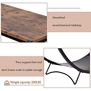 GINGVAT Console Table Demilune Shape Textured, Retro Style Fashion Furniture Metal & Wood Frame, Distressed Brown