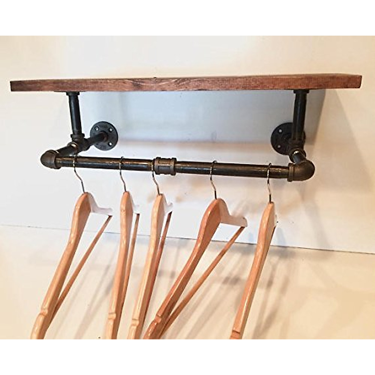 Clothing Rack, Pipe Rack, Rustic Laundry Rack Sign with a Touch Industrial Style with 24" Shelf (Stain Options)