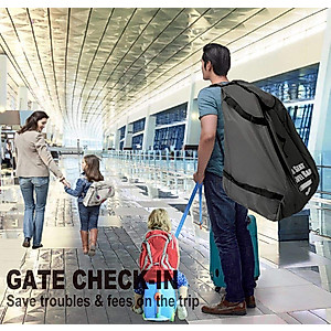 Car Seat Travel Bag for Air Travel - Profaster Airplane Carseat Gate Check Bag Backpack, Fold with Attached Carry Bag, Gray