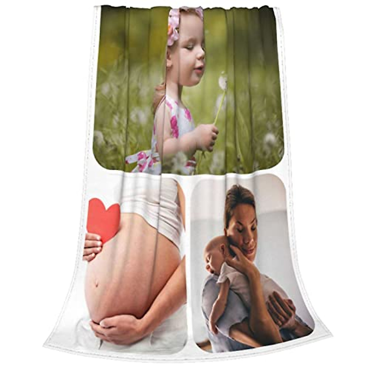 GREDBH Custom Blanket with Photo Text Personalized Bedding Throw Blankets Customized Flannel Fleece Blankets for Family Birthday Wedding Gift Fits Couch Sofa Bedroom Living Room - 50"X40"