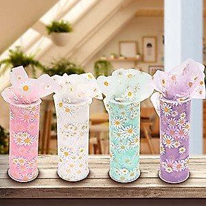 Tulle Rolls Fabric Ribbon Daisy Spool (6 Inch by 10 Yards) Floral Tulle for Gift Wrapping Tutu Skirts Wedding Decoration DIY Soft Fancy Tulle (Lavender)