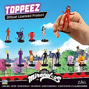 P.M.I. Miraculous Ladybug Designs Topeez | 12 Miraculous Ladybug Topeez Out of 16 Designs in 1 Pack | 6 Topeez and 2 Rare Hidden Mystery Topeez (Assortment B)