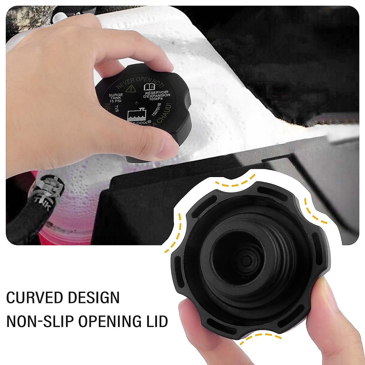 carleef Car Radiator Coolant Reservoir Cap,Replaces OEM#15075118 Radiator Cover for Old Radiator,Car Accessories Radiator Covers Compatible with Chevy Pontiac Buick GMC Cadillac Saturn