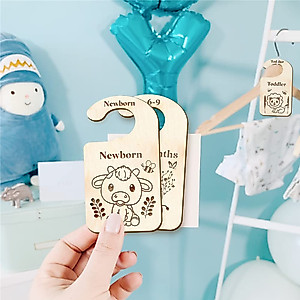 CRASPIRE Baby Nursery Closet Dividers Set of 10 Wooden Double-Sided Baby Clothes Size Hanger Organizer Moon Theme Nursery Decor from Newborn to 24 Months Home Wardrobe