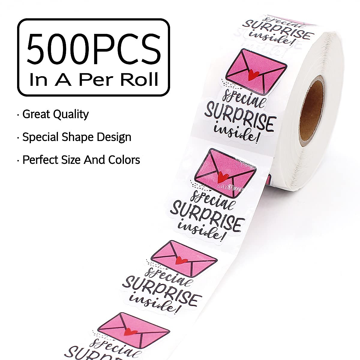 Wailozco 1.5'' Special Surprise Inside Stickers,Thank You Stickers,Handmade Stickers,Business Stickers,Envelopes Stickers for Online Retailers,Handmade Goods,Small Business,500 Labels Per Roll