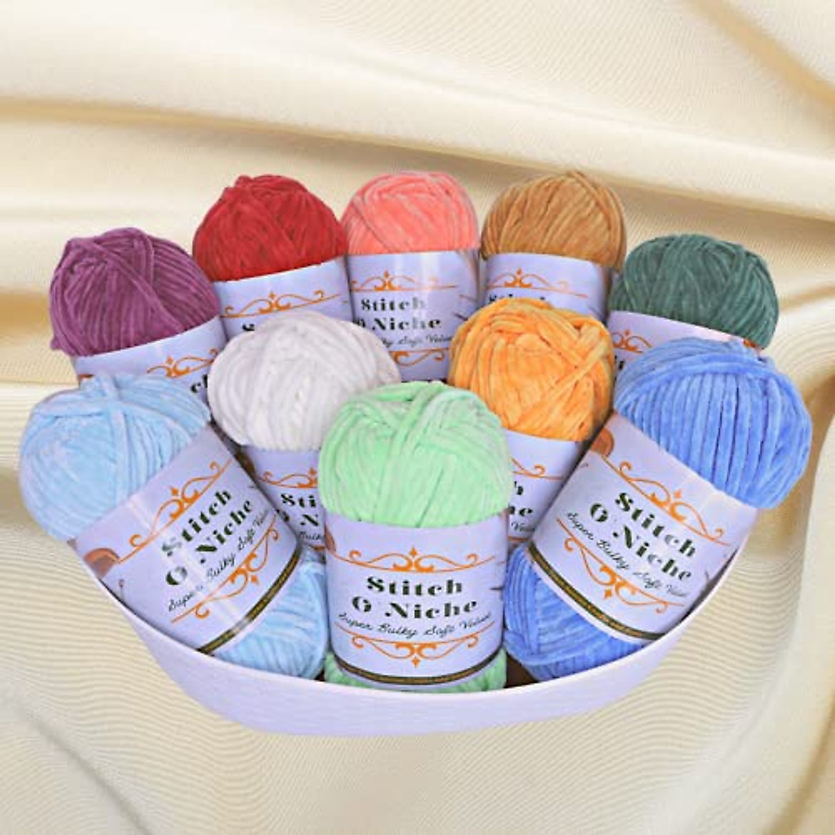 Stitch O'Niche 4-pk Super Bulky Soft Velvet Yarn - Chenille Yarn for Crocheting - Blanket Yarn for Crocheting - Soft Yarn for Crocheting - Bulky Yarn for Crocheting (Honey Bronze)