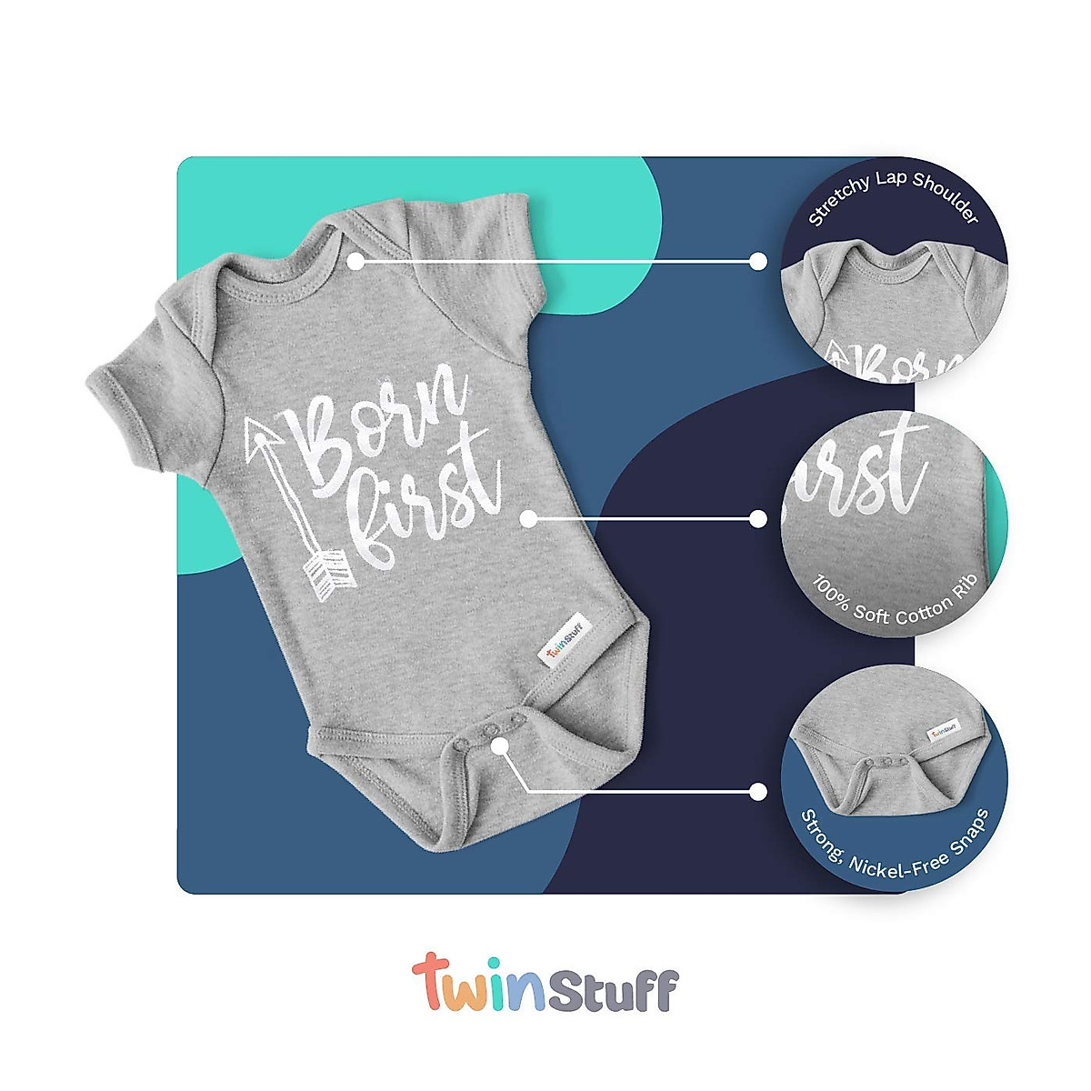 Twinstuff 100% Cotton Newborn Twin Rompers – Adorable Unisex Matching Outfits for Baby Boys & Girls – Soft, Breathable, and Comfortable – Machine Washable – Size 0-3 Months