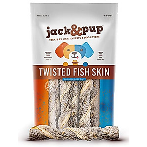 Jack&Pup Fish Skins for Dogs Healthy Dog Treats Small Dogs, Premium Fish Skin Dehydrated Dog Treats for Large Dogs, All Natural Dog Treats for Medium Dogs, Omega 3 Fish Treats for Dogs (18 Pack)