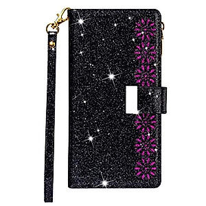 BOYUHII Silicone Protective Case for phone For Samsung Galaxy A81 / Note 10 Lite / M60s Multi-card Slots Starry Sky Laser Carving Glitter Zipper Horizontal Flip Leather Case with Holder & Wallet & Lan