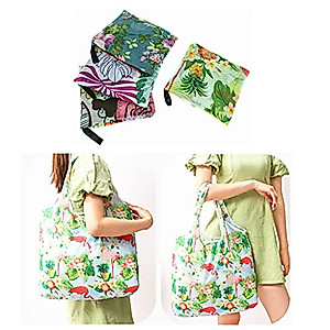 ALIMITOPIA Shopping Bags,Reusable Folding Waterproof Grocery Polyester Bags Totes Foldable Carrier Bags with Self Pouch(4pcs)