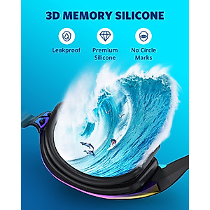 Aegend Swim Goggles, 2 Pack UV Protection,Adjustable,Anti Fog Swimming Goggles No Leaking Adult Men Women Youth, Aqua & Bright Rose