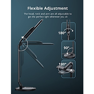 soysout LED Desk Lamp, Dimmable Piano Light, Eye-Caring Table Lamp with USB Charging Port, 4 Color Modes & 4 Brightness Levels,1 Hour Timer for Reading, Study, Working, Black