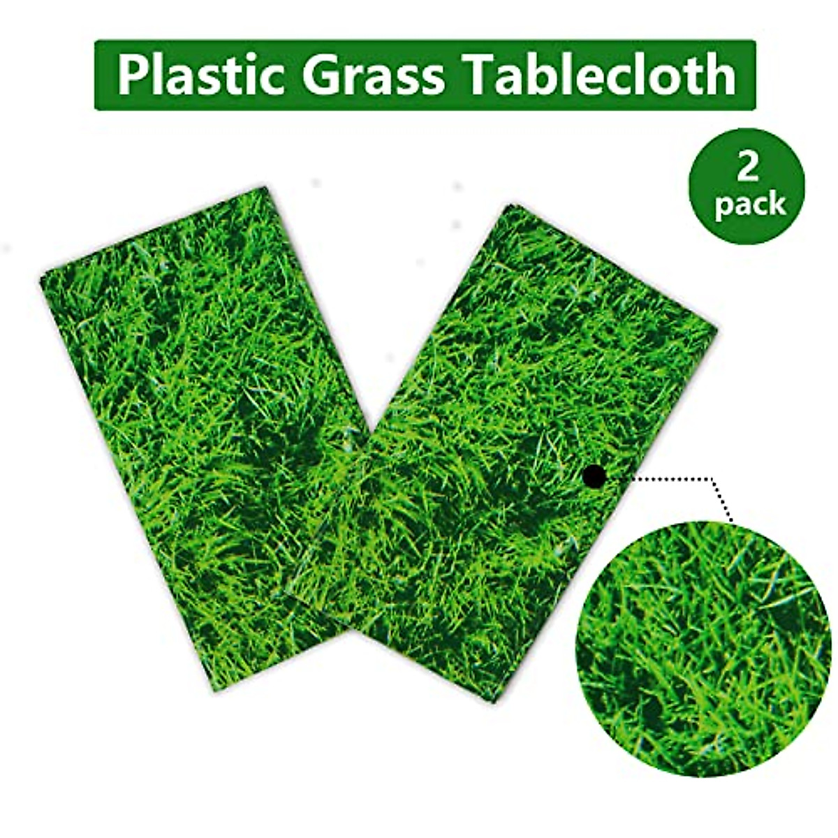 2 PCS Green Grass Tablecloth Grass Pattern Table Covers Disposable Plastic Golf Soccer Sports Field Table Cover for Sports Theme Parties Decorations Soccer Outdoor Indoor Event Picnic Supplies