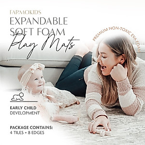 Famokids - Baby Play Mat, Tummy Time Mat, Soft & Comfortable Foam Play Mat for Baby, Interlocking Foam Mat, Non-Toxic & Waterproof Mat, Small, 4 x 4 ft, Moonstone (Grey)