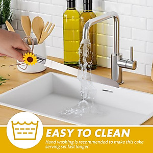 ShellKingdom Cake Knife Server Set, Cake Cutlery Knife and Shovel with Fashion Craft Baroque, Stainless Steel Silverware for Personalized Weddings, Birthday, Party, Christmas (Sunflower)