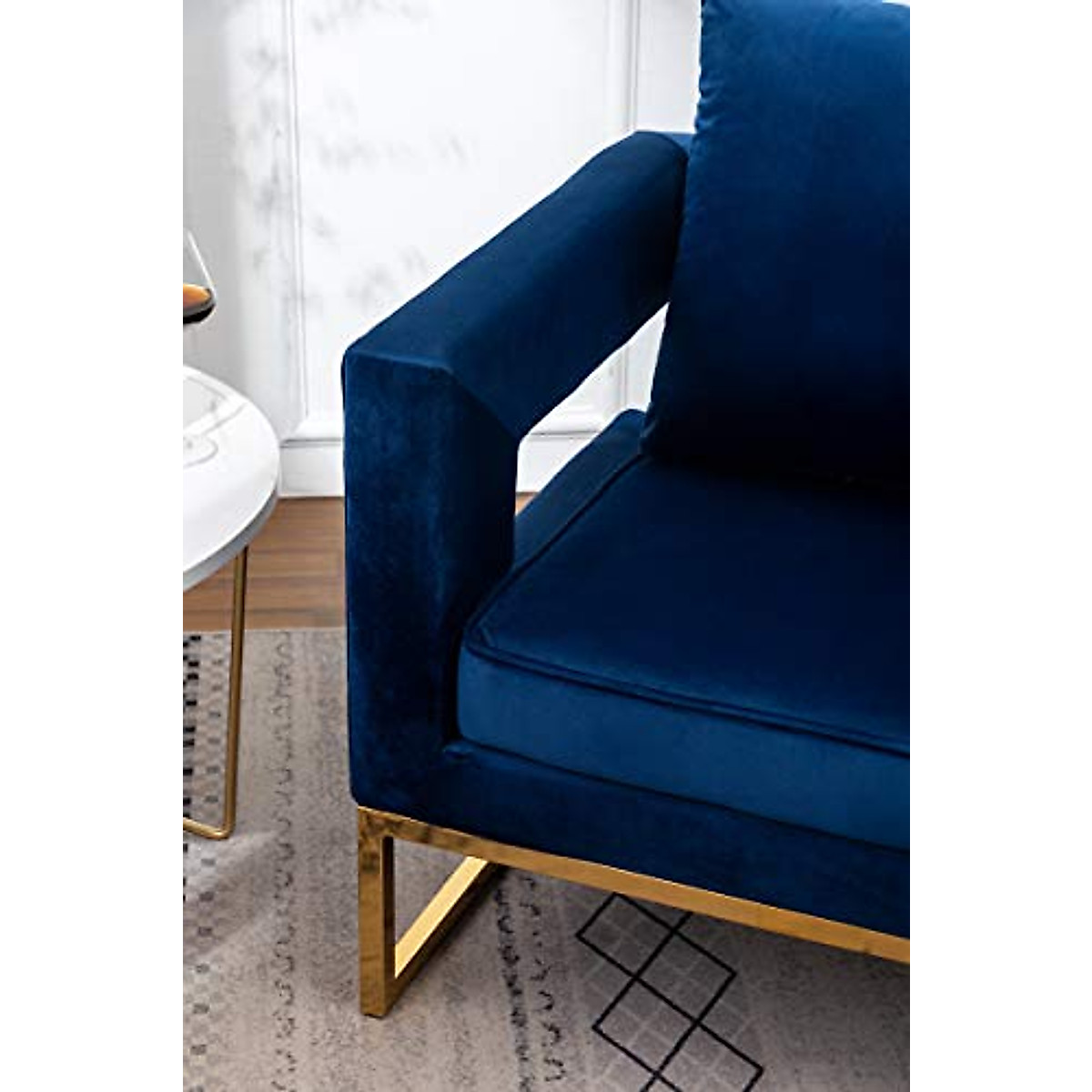 Roundhill Furniture Lenola Upholstered Accent Arm Chair, Blue 29.75D x 27.5W x 34.5H Inch