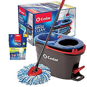 O-Cedar EasyWring RinseClean Microfiber Spin Mop & Bucket Floor Cleaning System with Citrus Pac (Variety Pack)