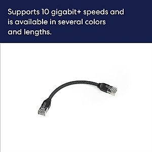 Amazon eero CAT6a Ethernet cable - Supports 10 gigabit+ speeds, 6 inch, 1-pack, Titanium Black
