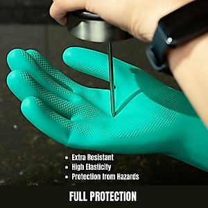 Rubberplus 3-Pairs Reusable Household Yellow Gloves Rubber Dishwashing gloves Extra Thickness Long Sleeves Kitchen Cleaning (Caliber 35, X-Large)