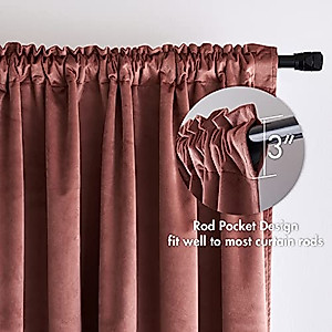 MIULEE Dusty Rose Velvet Curtains 84 inch Long and 100% Blackout Velvet Curtains