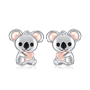 Sterling Silver Animal Stud Earrings: S925 Hypoallergenic Cute Koala Bear Unicorn Bunny Owl Butterfly Panda Earrings for Women Koala Animal Stud Earrings Jewelry Gifts (Koala)