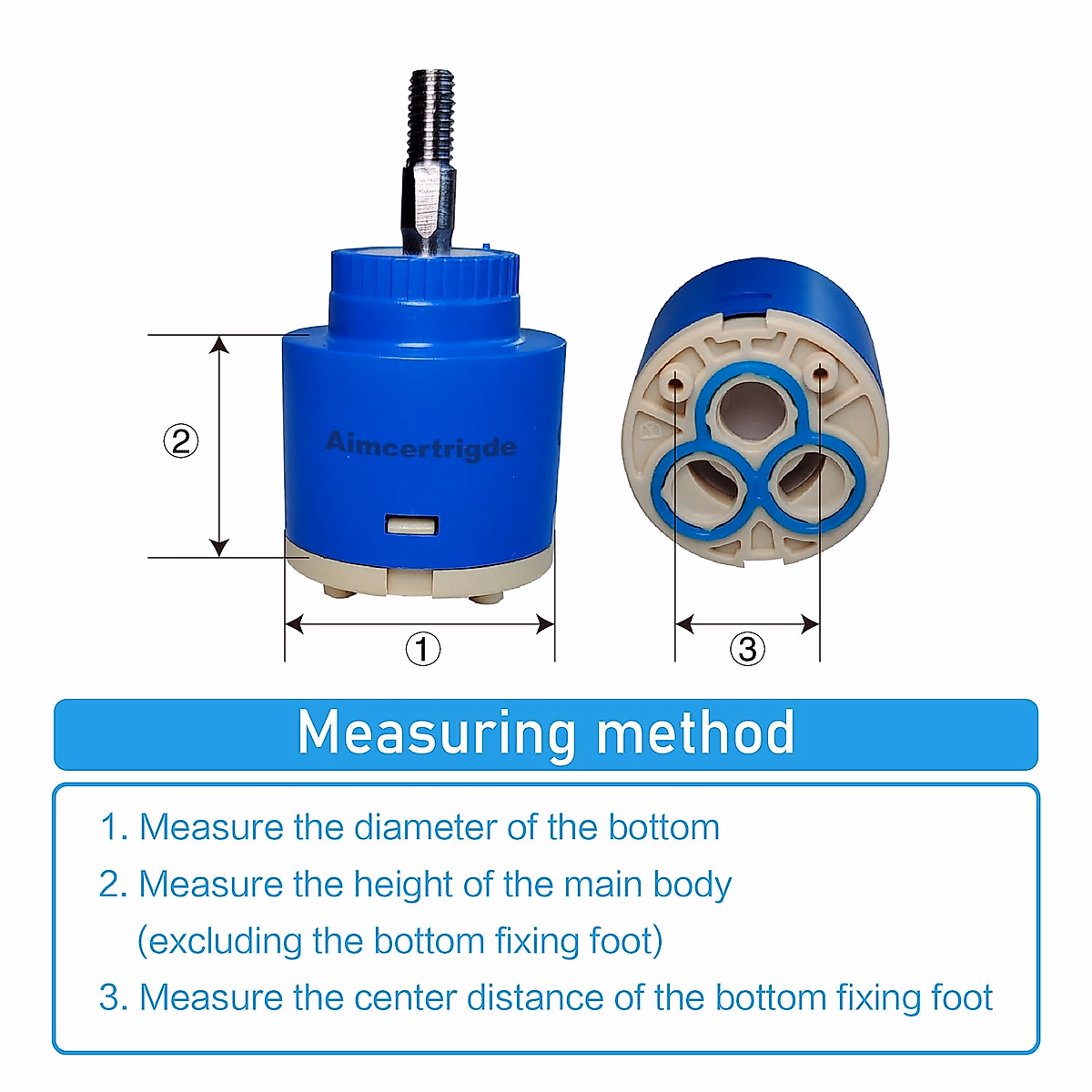 35mm Ceramic Faucet Cartridge Replacement, 35mm Faucet Cartridge Replacement for Single Handle Kitchen Basin Shower Faucets, Ceramic Faucet Valve