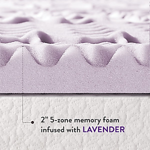 Mellow 2 Inch 5-Zone Memory Foam, Soothing Lavender Infusion, Full Mattress Topper