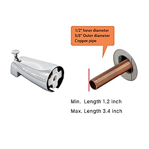 Slip Fit Tub Spout with Pull-Up Diverter for 1/2 inch Copper Tube, Chrome