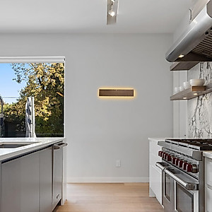 SKIVTGLAMP Wood Wall Sconce Rechargeable Battery Operated LED PIP Motion IR Sensor Wall Lamp, No Drilling Cordless Farmhouse Wall Mounted for Rustic Home Decor Backdrop Customizable Rectangle Walnut