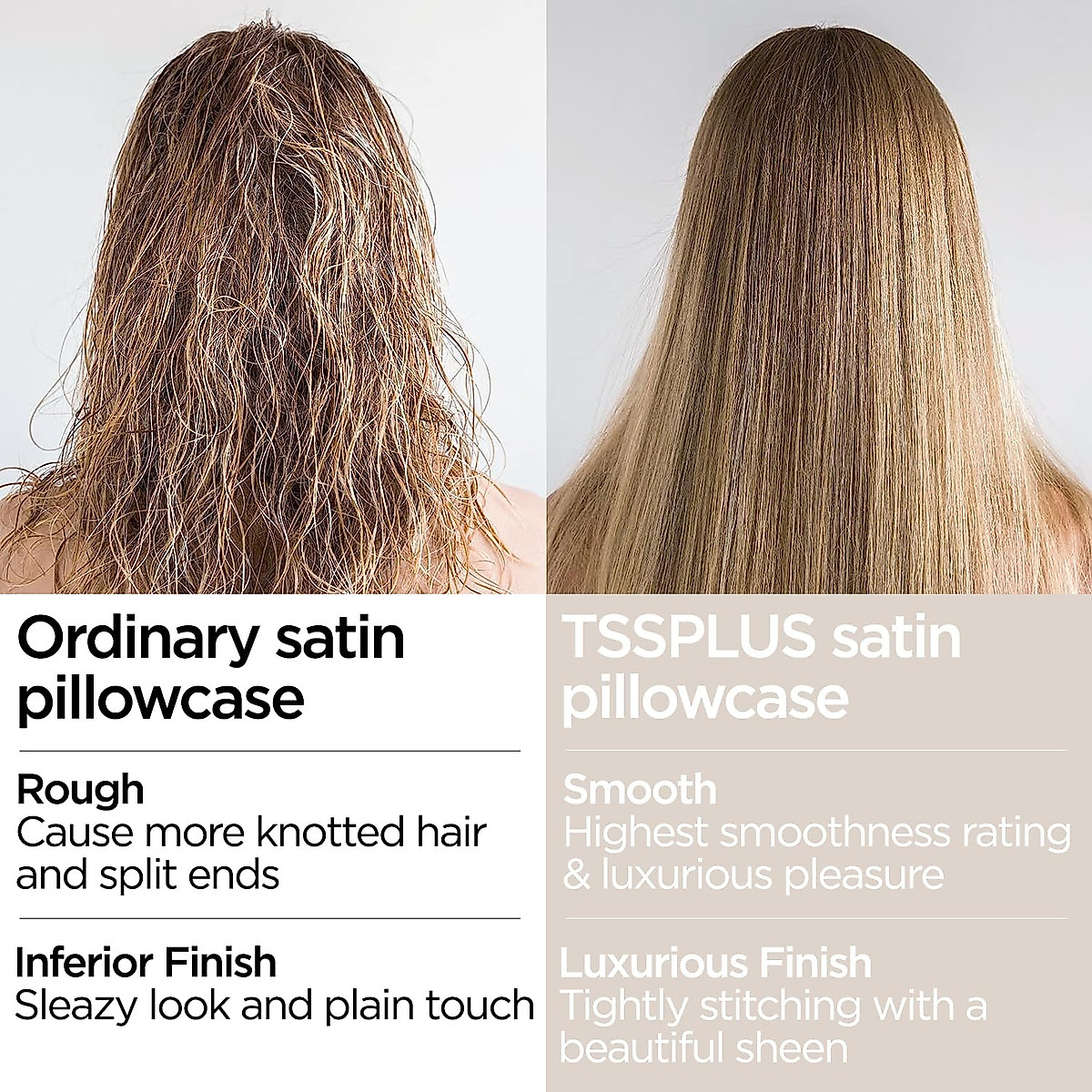 TSSPLUS Satin Pillow Cases Standard Size, White Pillow Cases, White Bed, Cooling Pillow, Soft Pillow, Similar to Silk Pillow Cases, Room Decor, Gifts for Women, Gifts for Men (Standard, Ivory)