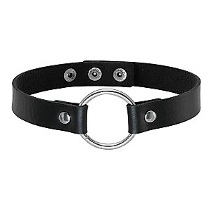 Eigso O-Ring Punk Choker Fashion Vintage Goth Style Collar Necklace Hoop Classical for Women (Black)