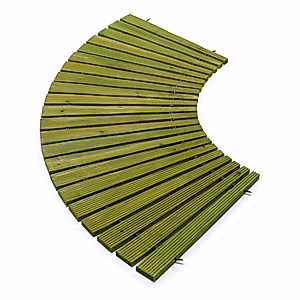 Plow & Hearth Roll-Out Curved Green Hardwood Garden and Yard Pathway | Portable Walkway | Weather-Resistant | Easy to Clean | 4'L x 18" W