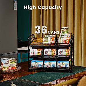 HOYRR Can Storage For Pantry,Can storage,Can Organizer,Rustic farmhouse style Can Organizer For Pantry,Wood Can Organizer For Pantry,Can Organizer For Pantry can store up to 36 cans.（Pack of 1）