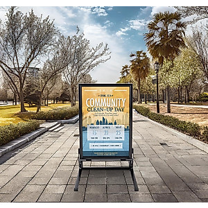 Displays2go 24 x 36 Inch Sidewalk Sign, Waterproof, Snap Frame, Spring Base, 2 Sided, Black (OWS2436B)