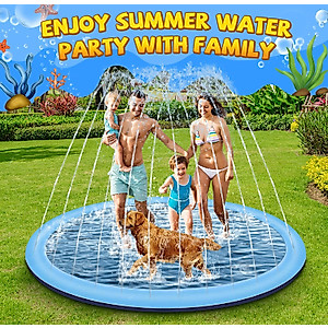 Splash Pad for Kids and Dogs, 95" Extra Large Splash Pad for Toddlers 1-3 and Kids Ages 4-8, Non Slip Thicken Sprinkler Dog Pool Summer Outdoor Water Toys for Backyard