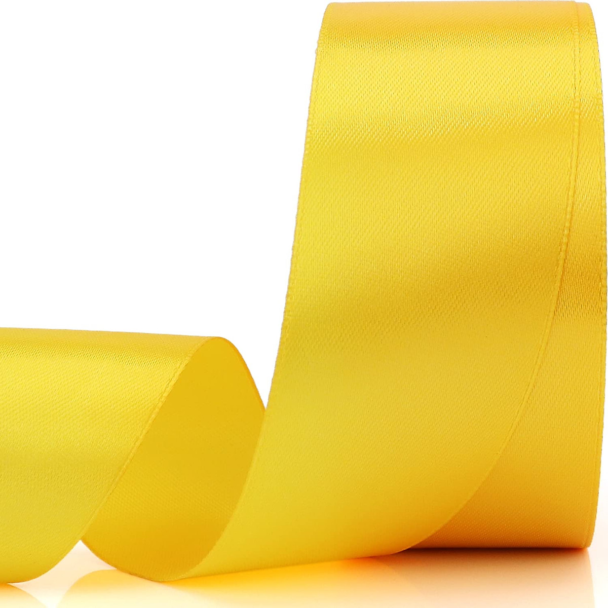 Nsilu 25 Yards 1-1/2 inches Wide Satin Ribbon Suitable for Wedding, Party and Gift Box Packaging Ribbon (Yellow, 1-1/2")