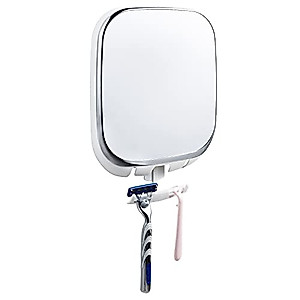 TAILI Shower Mirror Fogless for Shaving NO-Drilling & Removable Anti-Fog Mirror with Razor Holder Wall Mounted for Suction Shatterproof Bathroom, Bedroom, Vanity Countertop, Traveling