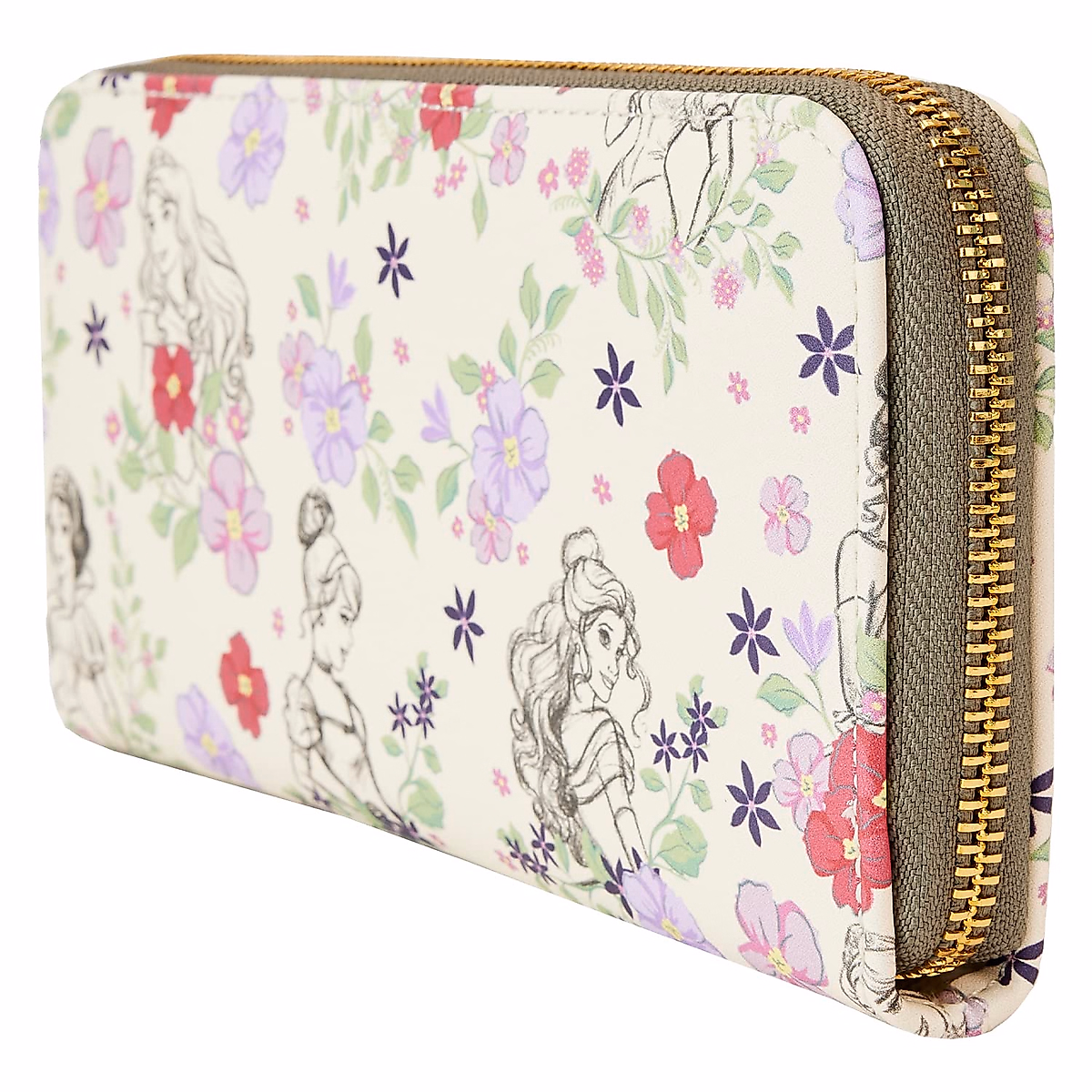 Loungefly Disney Princesses Sketch Floral All Over Print Faux Leather Wallet