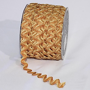 Set of 1 Ivory Woven Edge Rick Rack with Gold Craft Ribbon .5" x 55 Yards