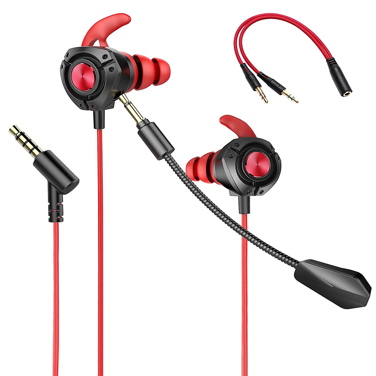 YYUNJINI Gaming Headset with Microphone Wired Gaming Earbuds PC for PS4 PS5 Xbox One Playstation 5 Games Mobile Phone,Detachable Stereo Bass Earphones Noise Cancelling Gaming Headphones with Mic Black