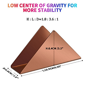 Stainless Steel Napkin Holder,Minimalistic Metal Napkin Dispenser,Cocktail Napkin Organizer,Triangle Shape, Rose Gold,1 Piece