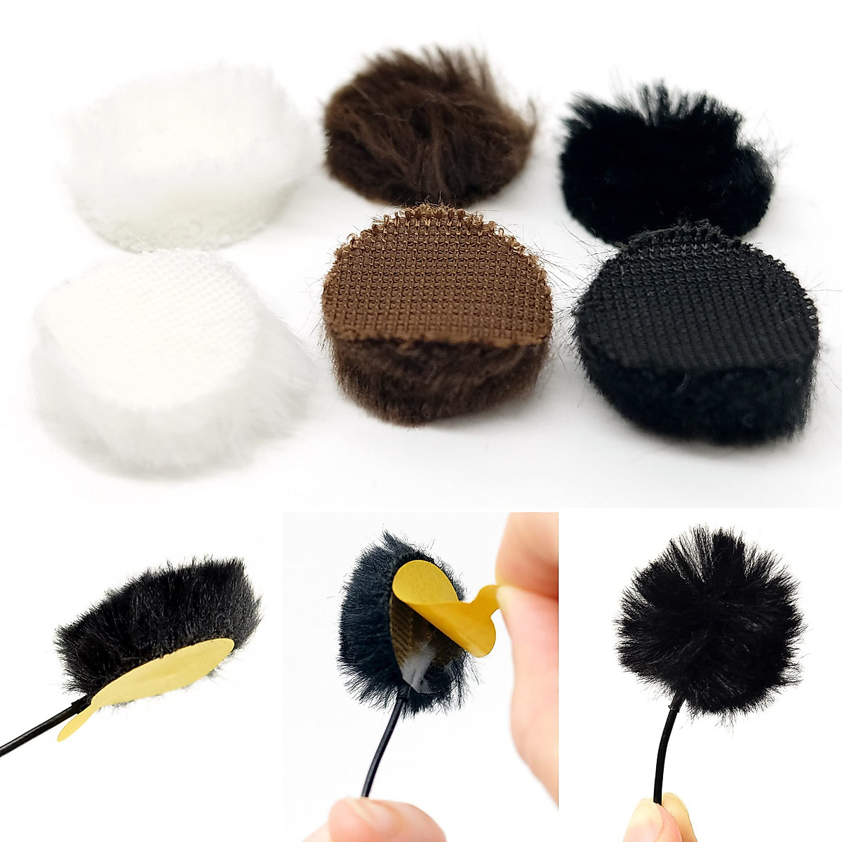 URSA Fur Circles - Mini Windshields for Lavalier/Lapel Microphones. Reduce Wind Noise & Clothing Rustle. Compatible with Sennheiser, RODE, Sanken, Tascam & More (9x Circles + 30x Stickies, MultiPack)