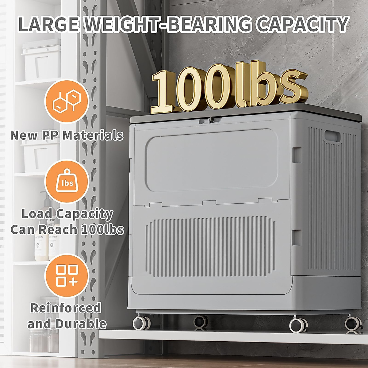 HAIXIN 39Gal Extra Large Storage Bin with Lid, Wheels & Lock - Foldable Deck Storage Box for Cushions, Toys, Tools and Sports Equipment, Ideal Garden, Garage, Patio, Pool Organizer (Dark Grey)