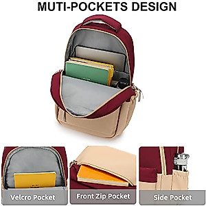 Hualibao Water Resistant Laptop Backpack for College 15.6Inch Notebook(Red)